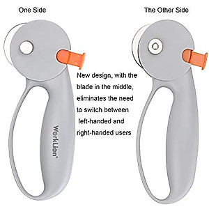 WORKLION 45mm Rotary Cutter for Fabric:Safety Lock with Ergonomic Classic Comfortable Handle Suitable for Crafting Sewing Quilting Crafts Includes Extra 5pcs 45mm Replacement Blade