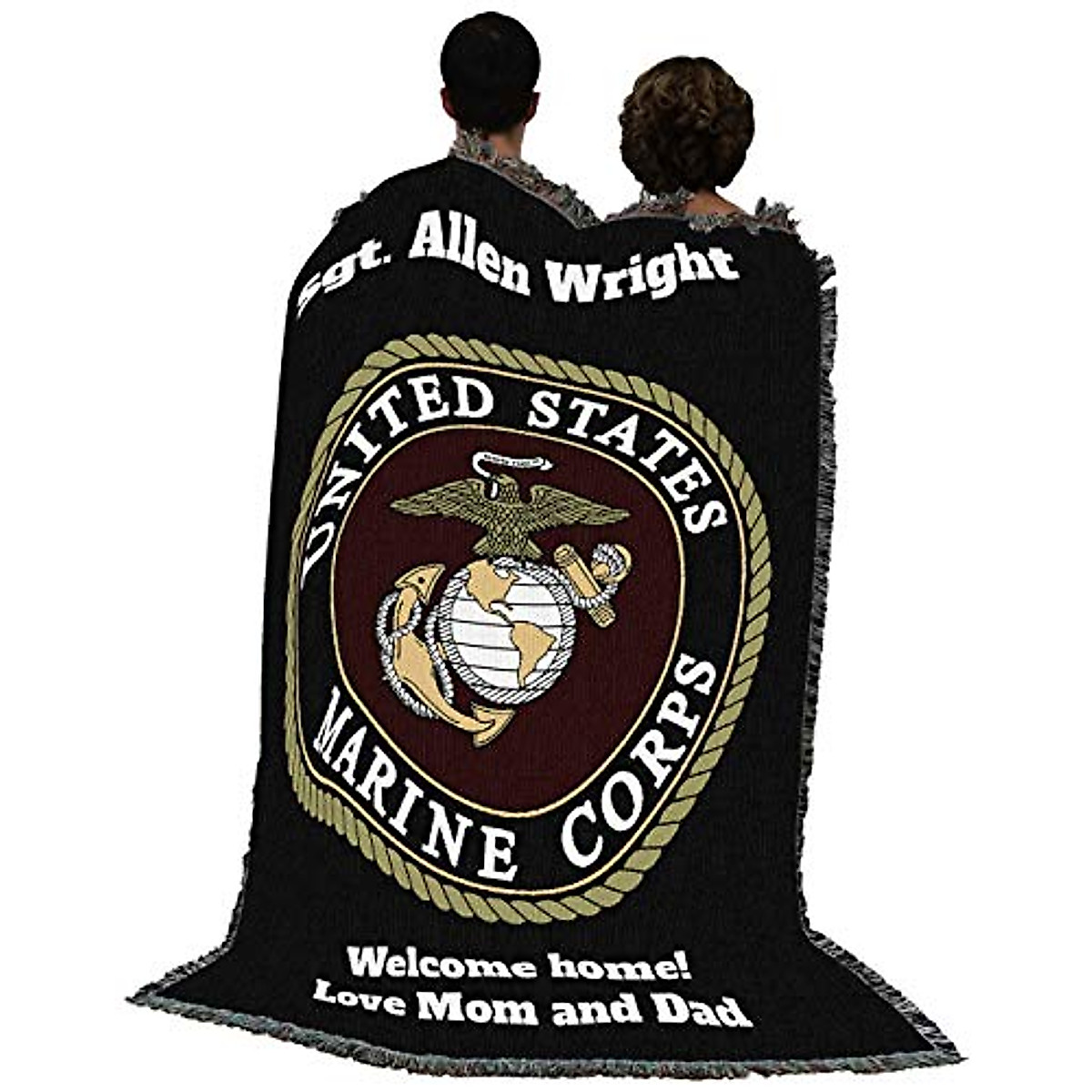Pure Country Weavers US Marine Corps - Emblem Blanket - Personalized - Custom Gift Military Tapestry Throw Woven from Cotton - Made in The USA (72x54)