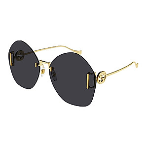 Gucci GG1203S 002 Sunglasses Women's Gold/Grey Oval Shape 65mm