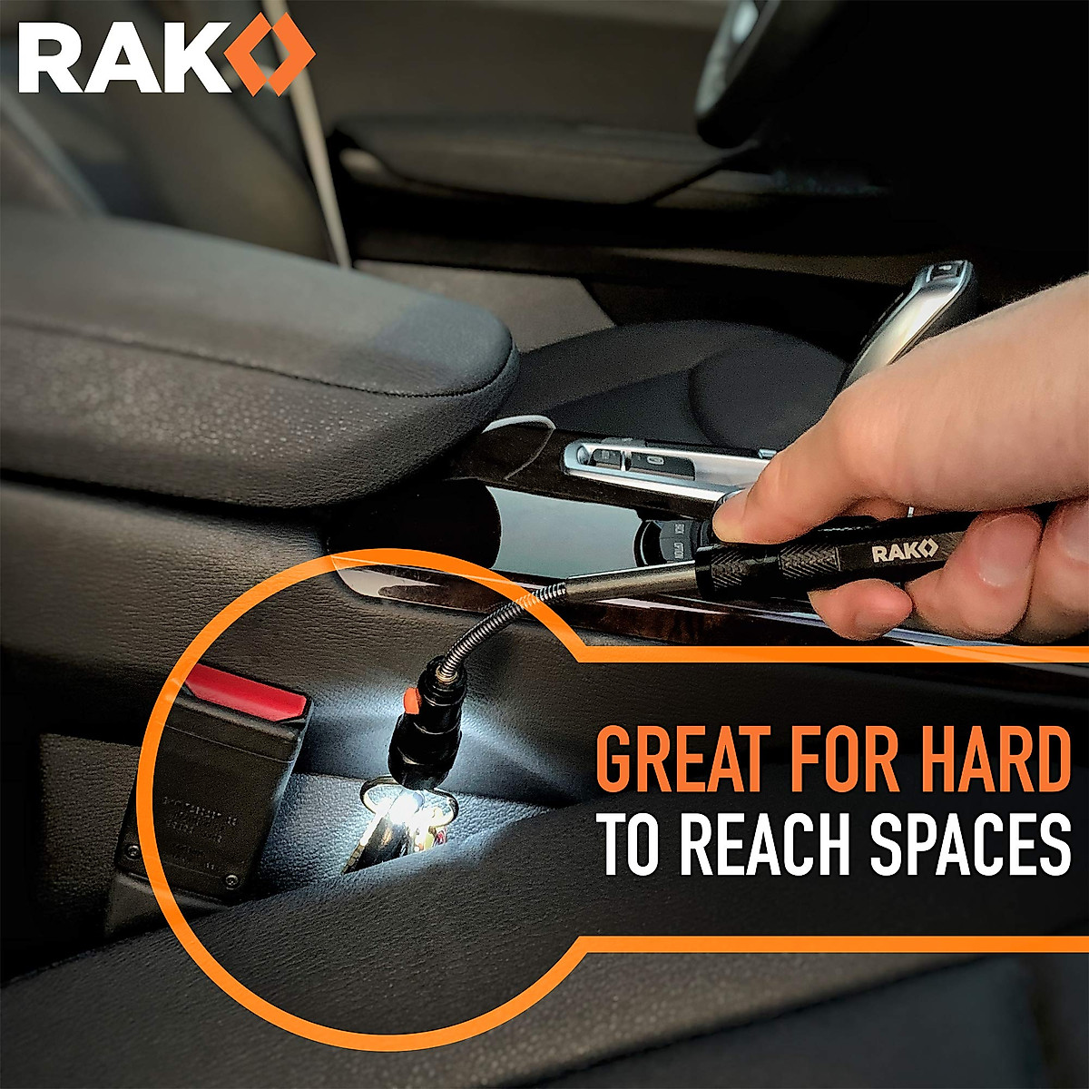RAK Telescoping Magnetic Pickup Tool - Extendable Magnetic Flashlight - HVAC Tools Gifts for Men - Long LED Magnet Stick Tool for Mechanic, Tech, Handyman - Birthday Gifts for Dad
