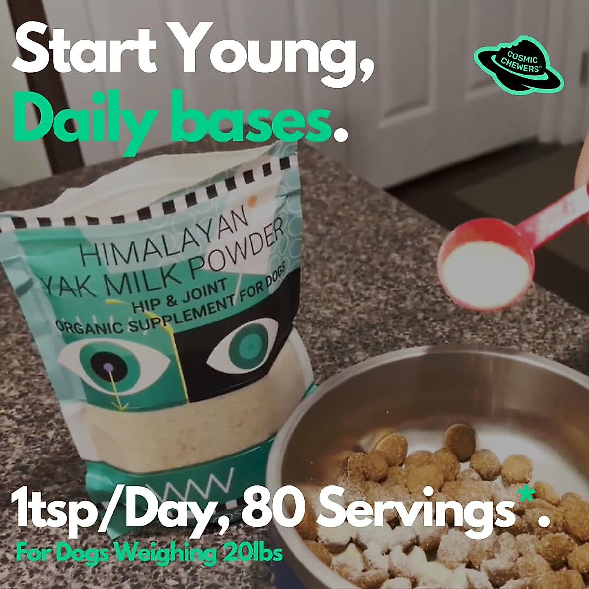 COSMIC CHEWERS | Yak Cheese Dog Food Topper | Boost Dog Agility Training & Muscle Recovery | Protein Powder for Dogs | Calcium-Rich 9oz Saving Pack