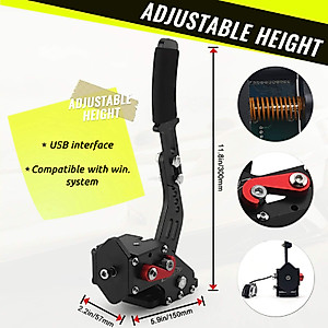 RASTP 64Bit PC USB Handbrake for SIM Racing Games Logitech G27 G25 G29 T500 T300 FANATECOSW LFS DIRT RALLY.2,Black,Without Clamp