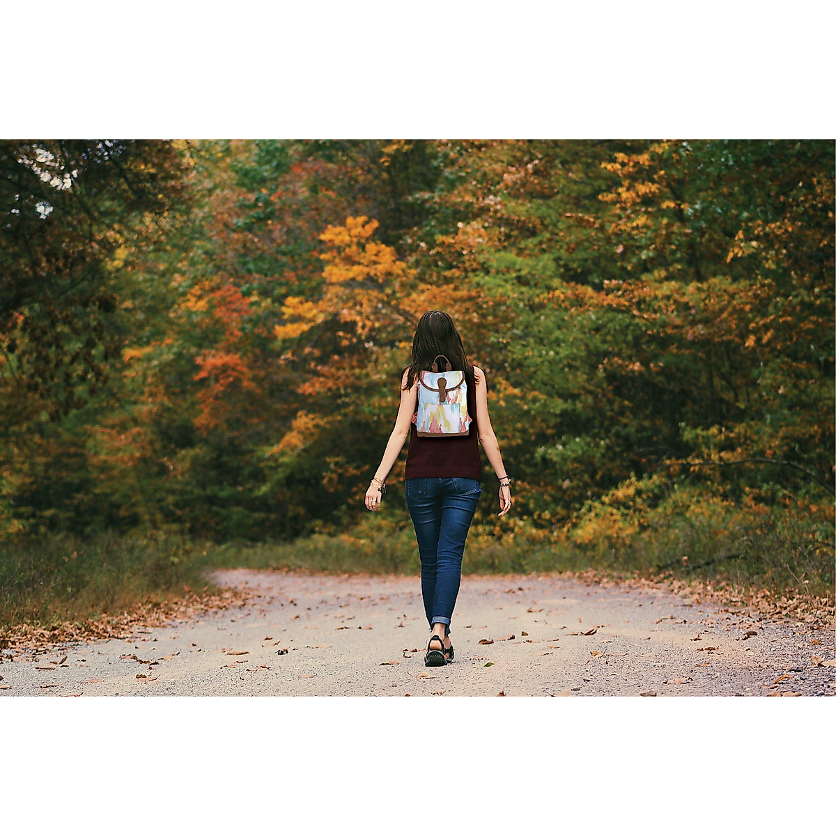 Emma & Chloe Reinforced Bottom Top Loading Backpack Canvas Mini Bucket Backpack Purse for Women, Girls for School, Travel, Work (Tie Dyed)