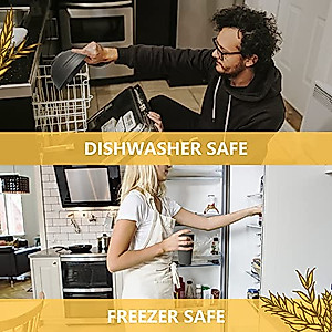 Teivio 24-Piece Kitchen Plastic Wheat Straw Dinnerware Set, Service for 6, Dinner Plates, Dessert Plate, Cereal Bowls, Cups, Unbreakable Plastic Outdoor Camping Dishes, Black