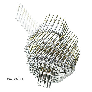 findmall 3600 Count Siding Nails 1-3/4 Inch by .092 Inch 15 Degree Ring Shank Hot-Dipped Galvanized Collated Wire Coil