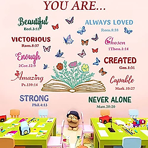 Girl You Are Beautiful Inspirational Quote Wall Decal Wall Stickers Floral Elf Wall Decals Flowers Wall Decals Flowers Butterfly Fairy Wall Decal Removable Vinyl Wall Art Stickers for Girls Baby Nursery Kids Bedroom Living Room Bathroom Wall Decor