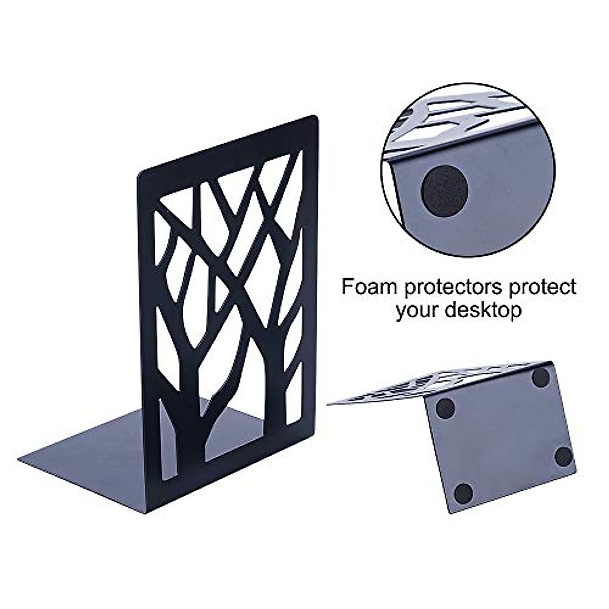 Book Ends Universal Premium Bookends for Shelves, Non-SkidBookend, Heavy Duty Metal Book End, Bookend Supports, Book Stoppers (3Pairs/6Pieces) Black