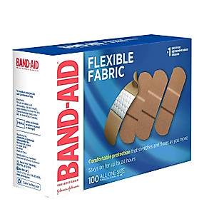 BAND-AID Flexible Fabric Adhesive Bandages 3/4 Inch X 3 Inches 100 Count (Pack of 4)