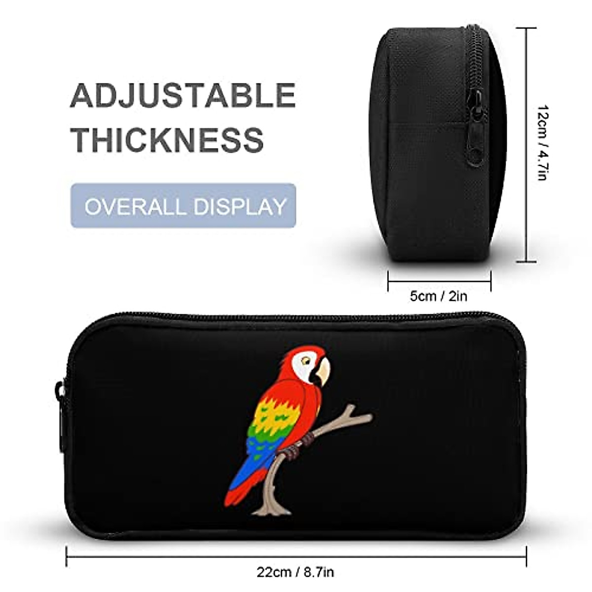 Cartoon Parrot Pencil Case Makeup Bag Big Capacity Pouch Organizer for Office College