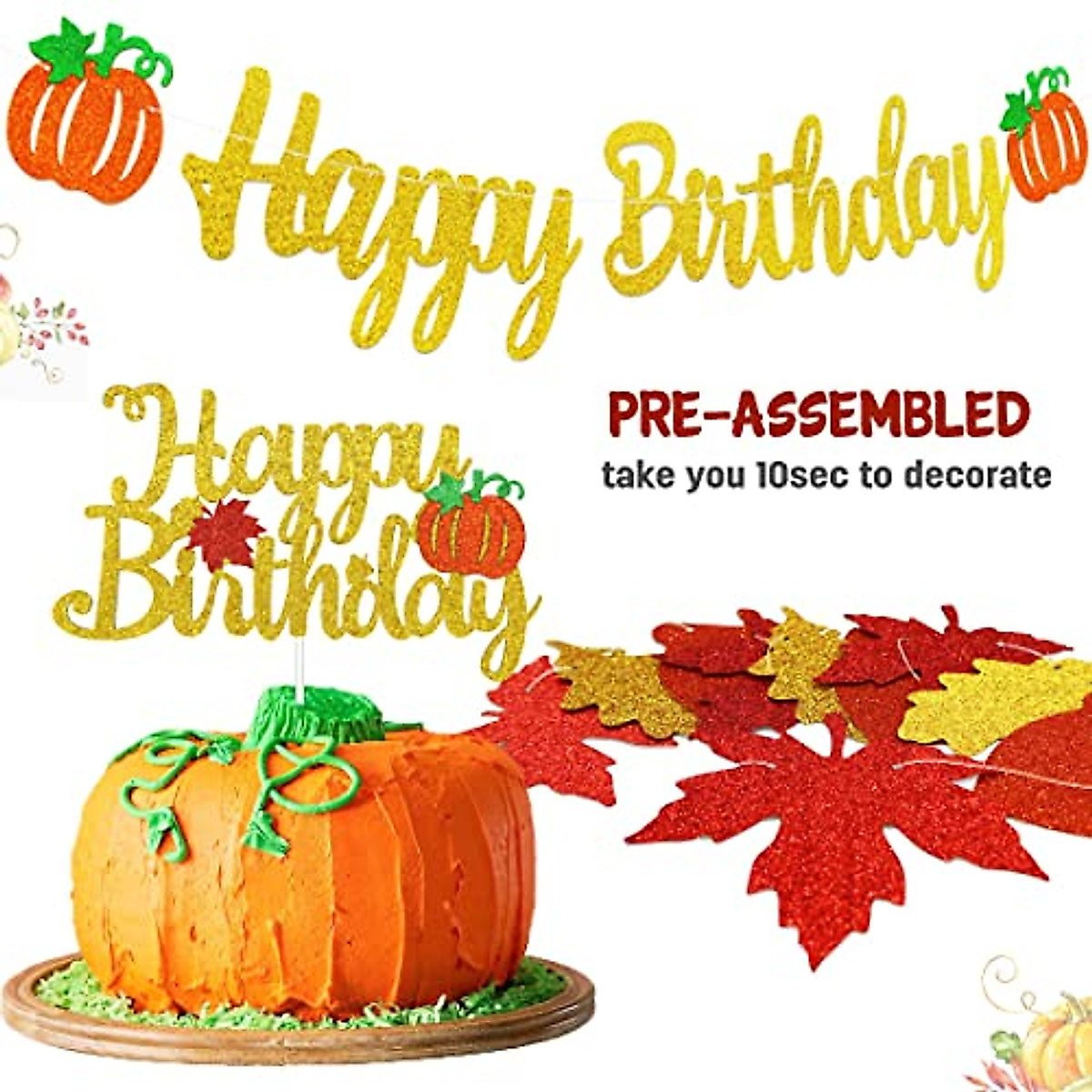 Pumpkin Birthday Decorations Party Pack - Fall Little Pumpkin themed Birthday Party Decoration Supplies For Kids