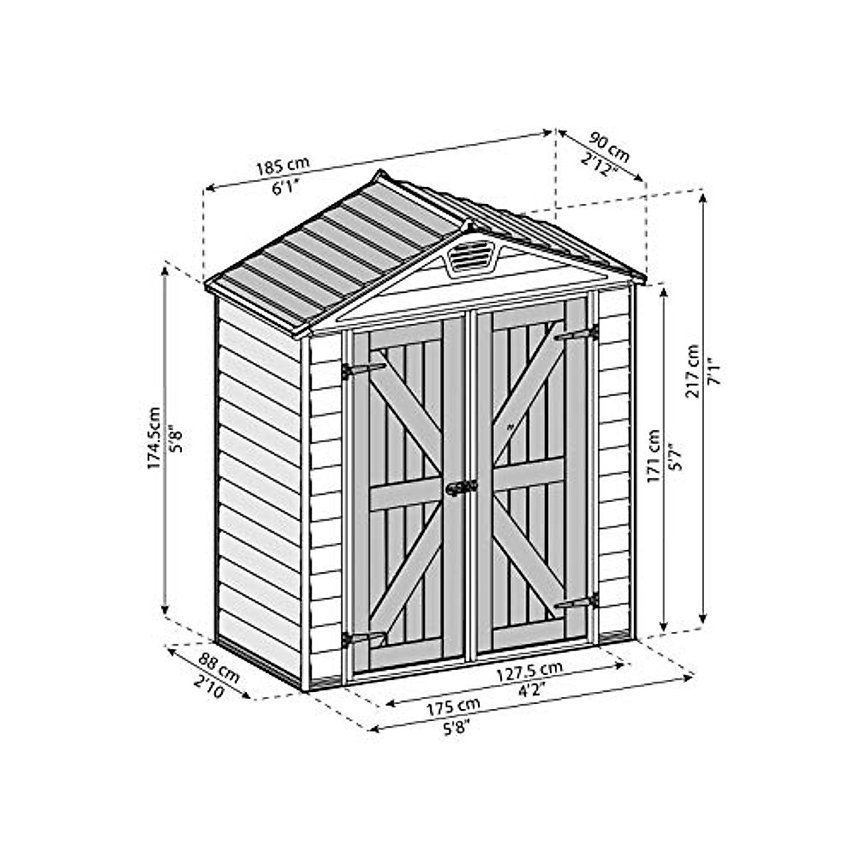 Palram - Canopia SkyLight 6' x 3' Storage Shed - Tan