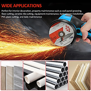 Mulcort Cordless Brush Angle Grinder Kit, 7000rpm Mini Electric Angle Grinding Tool, 2x16.8V 2000mAh Batteries and 6pcs Discs, Grinder Handheld Cutter for Metal Wood(Blue)