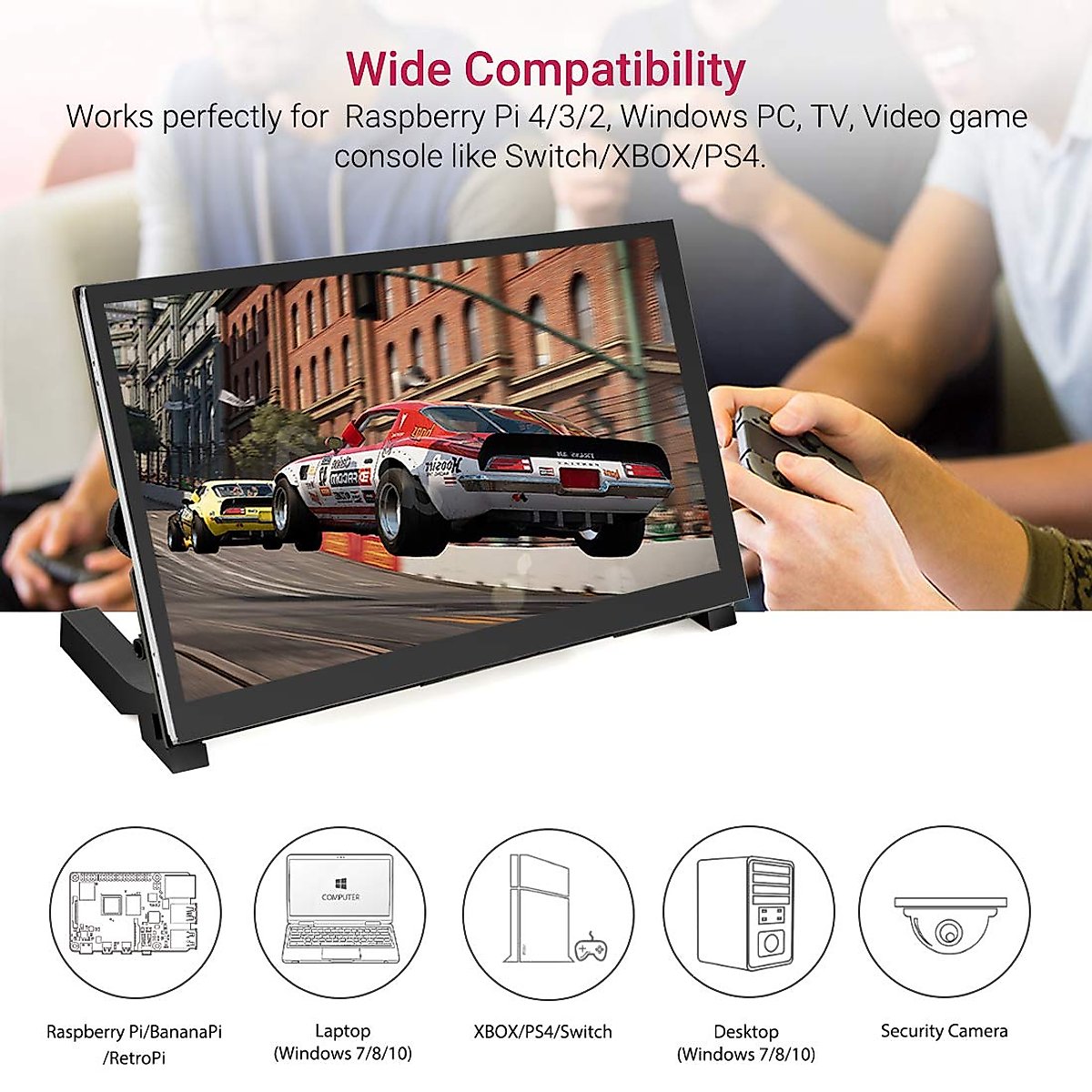 ELECROW 7 Inch Monitor 1024x600 Portable Touchscreen Monitor for Laptop Compatible with Raspberry Pi Banana Pi Jetson Nano Computer