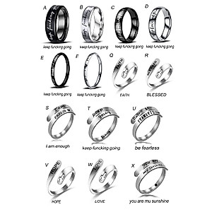 MYLYAHY 4mm/6mm/8mm Womens Inspirational Rings Silver Stainless Steel Keep Going Motivational Rings Encouragement Rings for Women (F_KEEP GOING, 6)