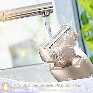 Electric Razor for Women Pubic Hair, Lady Shaver for Legs Underarm Arms Bikini Private Area Waterproof Wet or Dry, Portable Painless Women's Body Hair Trimmer Removal USB Rechargeable (Champagne)