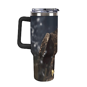 HJUQNGF 40 Oz Personalized Tumbler with Handle And Straw Eagle Stainless Steel Insulated Tumblers Reusable Car Thermal Cup Travel Coffee Mug for Women Men