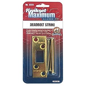 Kwikset Maximum Security Deadbolt Strike, Polished Brass #3222-01 3 CP