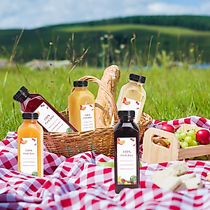 OBKJJ Plastic Juice Bottles 150 pcs 16 oz Empty Plastic Water Bottles with Caps Reusable Clear Beverage Containers for Drinking, Juicing, Smoothie, Water with 2 Brushes, 2 Funnels (16-OZ)