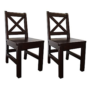 eHemco Solid Hard Wood Kids Table and Chair Set (2 Chairs Included), Espresso, 3 Piece Set