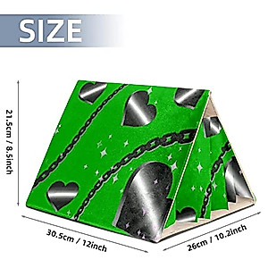 Y-DSIWX Guinea Pig Hideout Cozy Hamster House Cave for Bunny Chinchilla Hedgehog Small Animal Hearts Chain Pattern