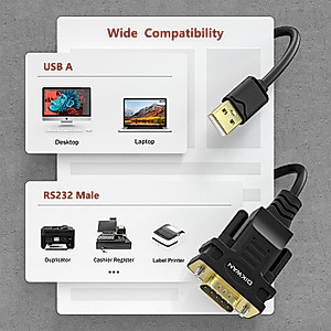 OIKWAN USB to RS232, USB Serial Adapter with FTDI Chipset,USB 2.0 to Male DB9 Serial Cable for Windows 11,10, 8, 7, Vista, XP, 2000, Linux and Mac OS(6ft)…