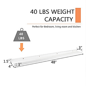 Recogwood 48 Inch Long Floating Shelves Wall Mounted, Solid Oak Wood Shelf for Storage, Modern Picture Ledge Shelf for Bedroom Living Room Bathroom Kitchen, 48 * 4 * 1.5 (1 Pack)