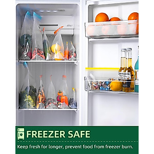 Lerine 12 Pack Reusable Gallon Freezer Bags Dishwasher Microwave Safe, Stand Up Reusable Freezer Bags 1 Gallon Silicone and BPA Free, Leakproof Food Storage Bags for Meal Prep, Kitchen Organization