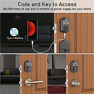 Fingerprint Deadbolt Lock for Door,Guarder Keyless Entry Door Lock with Code/Fingerprint/Key,Temporary Code Deadbolt Keypad Lock,IP65 300 User Digital Electronic Door Lock for Front Door
