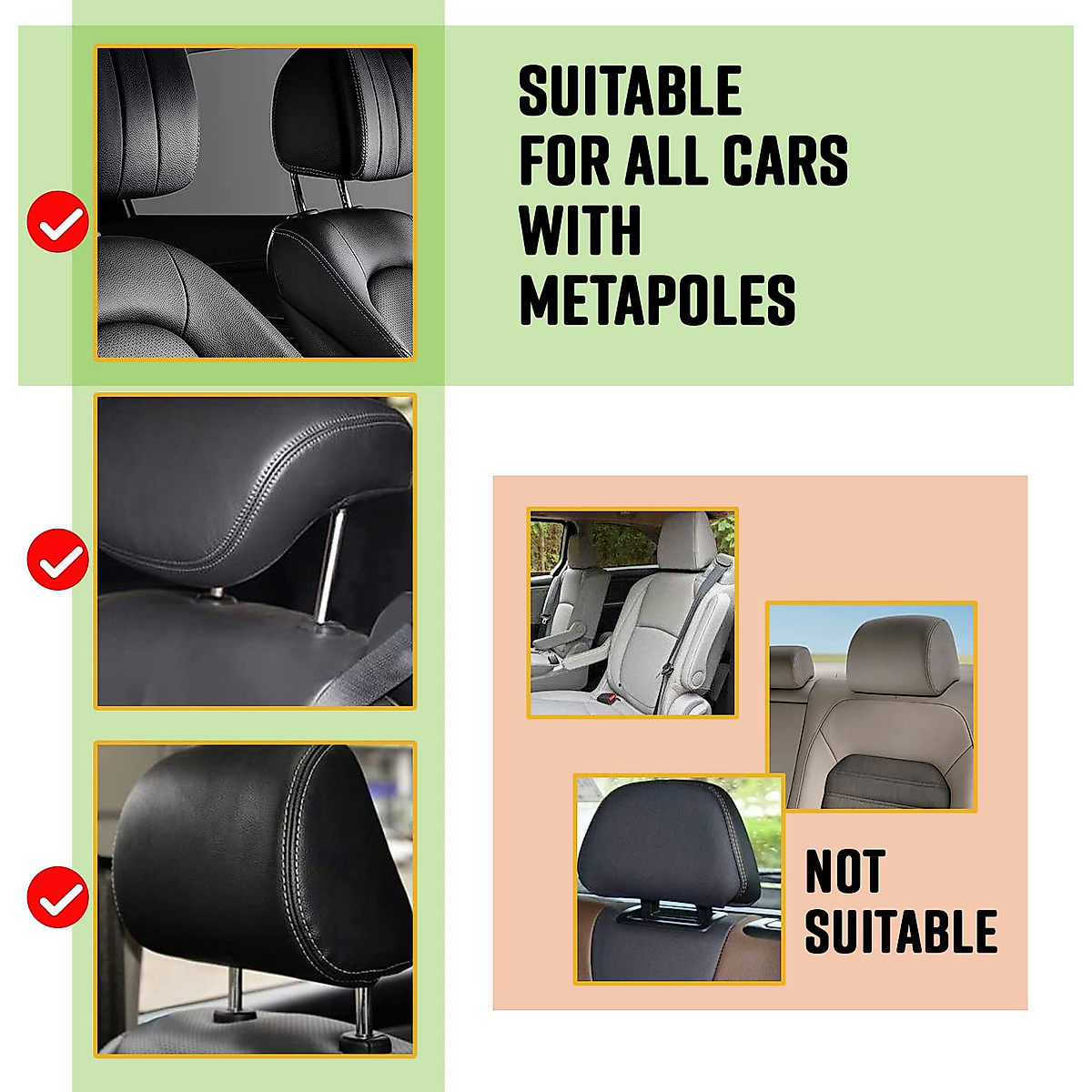 ALL4MARIE Car Seat Headrest Support - 360 Degree Adjustable, Memory Foam Car Headrest with Head, Neck, Shoulder Support for Kids and Adults, (Black)