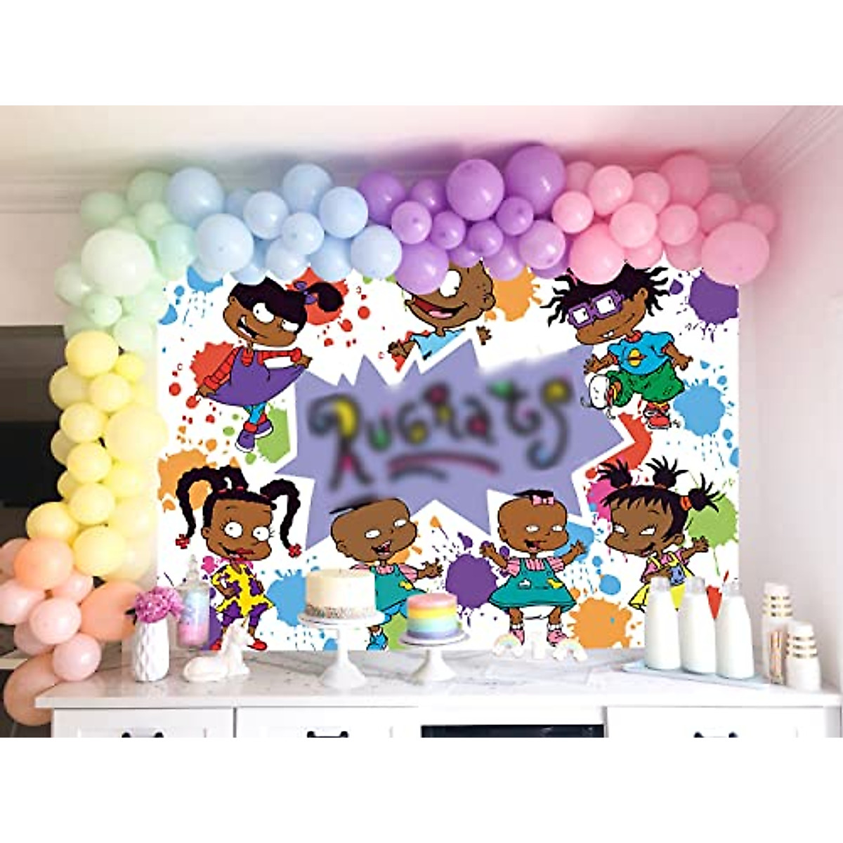 LXBO Child Theme Party Backdrop Watercolor Go Wild Graffiti Background Happy Birthday Decoration Photography Background Baby Shower Supplies (7x5FT)