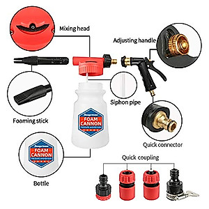 Sooprinse Car Foam Gun Foam Cannon Blaster, Garden Hose Sprayer with Adjustment Ratio Dial Blaster, Car Washer Foam Gun, Snow Foam Lance, 0.23 Gallon Bottle