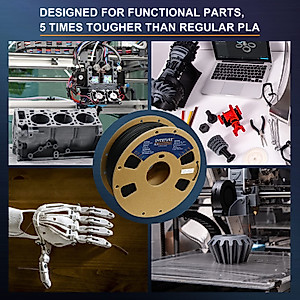 OVERTURE PLA Plus (PLA+) Filament 1.75mm PLA Professional Toughness Enhanced PLA Roll, Cardboard Spool, Premium PLA 1kg(2.2lbs), Dimensional Accuracy 99% Probability +/- 0.03mm (Black,2-Pack)