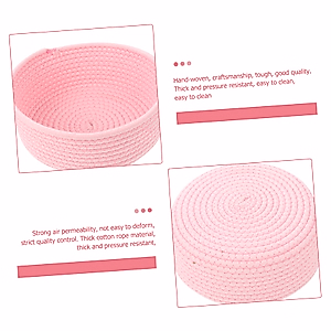 ibasenice Portable Pink Cotton Rope Woven Basket Laundry Hamper