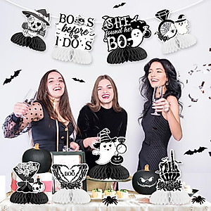 Wonmelody Halloween Bachelorette Party Decor She Found Her Boo Honeycomb Centerpieces Halloween Bridal Shower Decor Boochelorette Ghost Spooky October Decor for Gothic Halloween Wedding Bachelorette