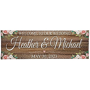 Let's Make Memories Personalized Rustic Floral Celebration Banner - Farmhouse Style - 6ft - Brown