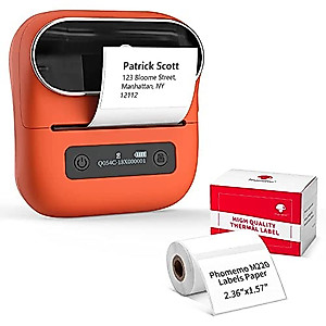 Phomemo M220 Label Printer, Portable Barcode Printer, 3.14 Inch Bluetooth Thermal Label Maker for Barcodes, 1Roll 2.36"x3.14"-100pcs + 1Roll 100pcs 1.57"x1.18" Label
