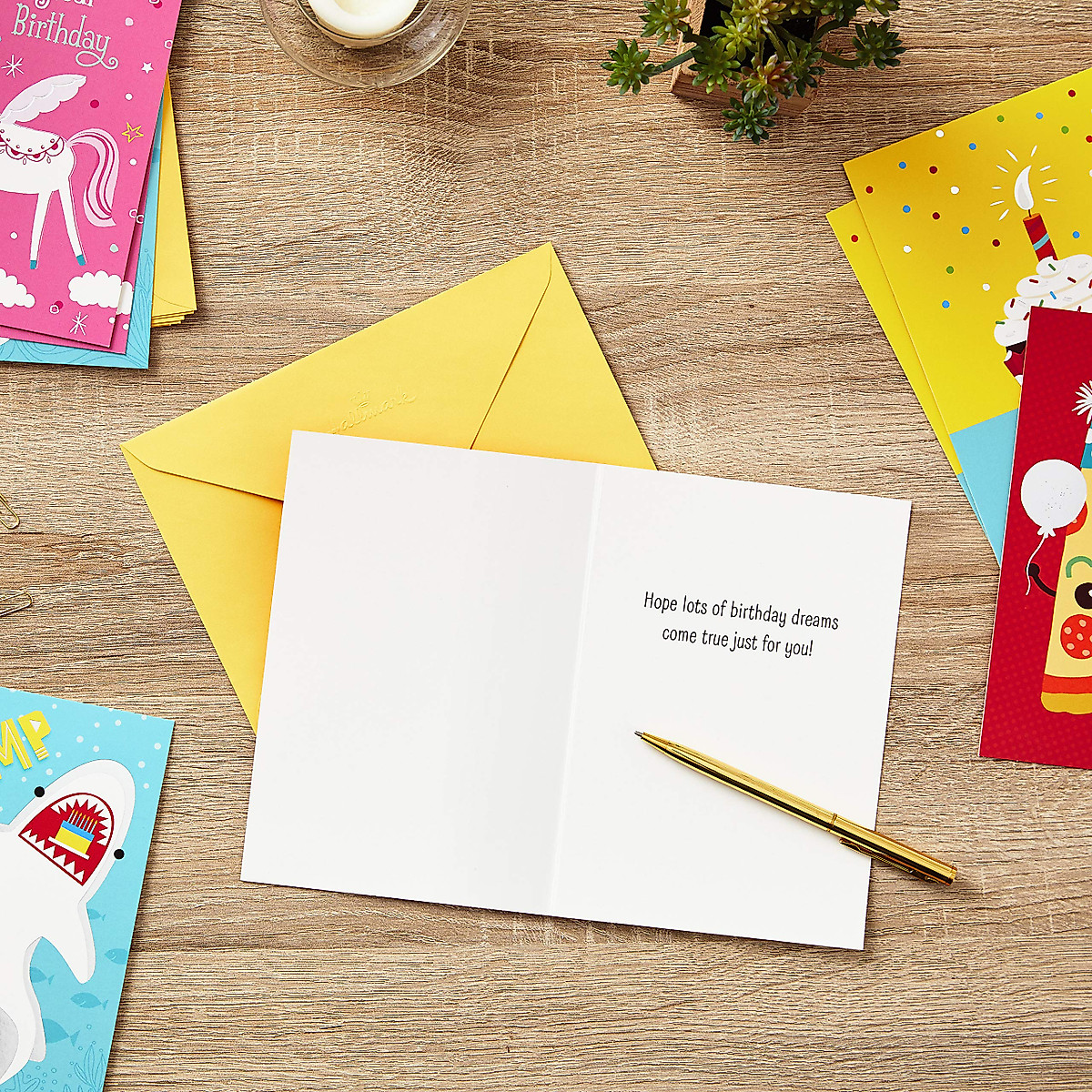 Hallmark Birthday Cards for Kids Assortment, Shark and Unicorn (12 Cards with Envelopes)