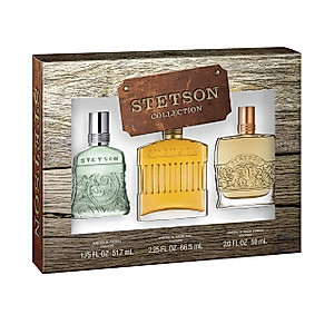 Stetson 3-Piece Decanter Set with 2.25-Ounce Original Cologne, 1.75-Ounce Fresh Cologne, and 2-Ounce Rich Suede Cologne, Total Retail Value $71.00
