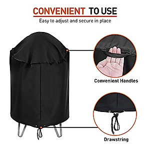 Arcedo Round Smoker Cover 30 Inch, Heavy Duty Waterproof Charcoal Kettle Grill Cover, Outdoor Vertical Barrel Cooker Dome Smoker Cover, Bullet Smoker Cover, Fits Weber, Charbroil, Kamado Joe and More