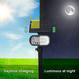 RAYSLIT Solar Spotlight Outdoor Waterproof Solar Powered Landscape Spotlights 2-in-1 Wall Light Decorative Lighting Auto On/Off for Pathway Garden Patio Yard Driveway Pool (White)