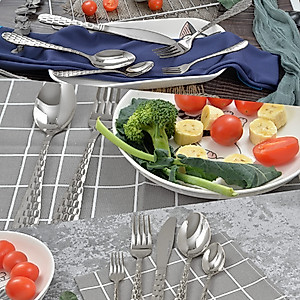 20-Piece Silverware Set, Flatware Cutlery Silverware Set Service for 4, 18/10 Hammered Stainless Steel Utensils Tableware Set Include Knife Spoon Fork, Unique Design, Mirror Polished (Silver)