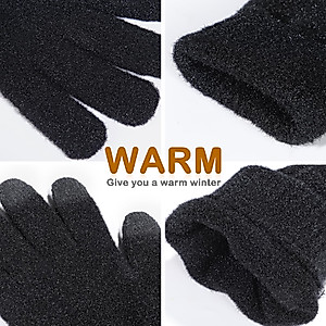 Achiou Winter Touchscreen Gloves Knit Warm Thick Thermal Soft Comfortable Wool Lining Elastic Cuff Texting for Women Men