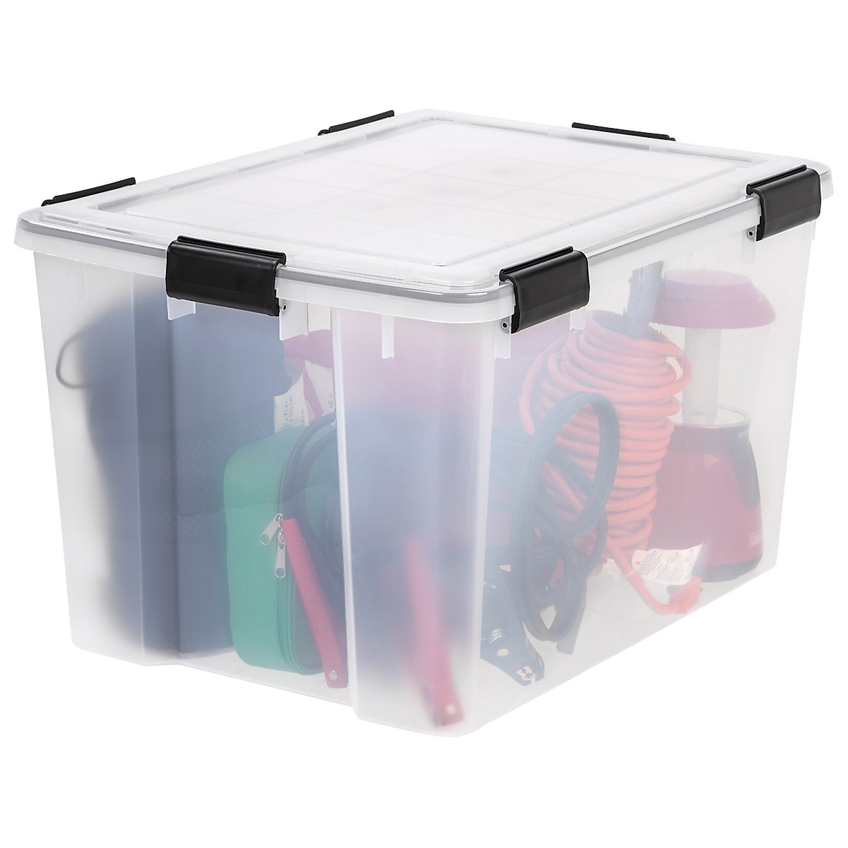 IRIS Weathertight Buckle-Up Storage Box, 62.8 QT, 4 Pack