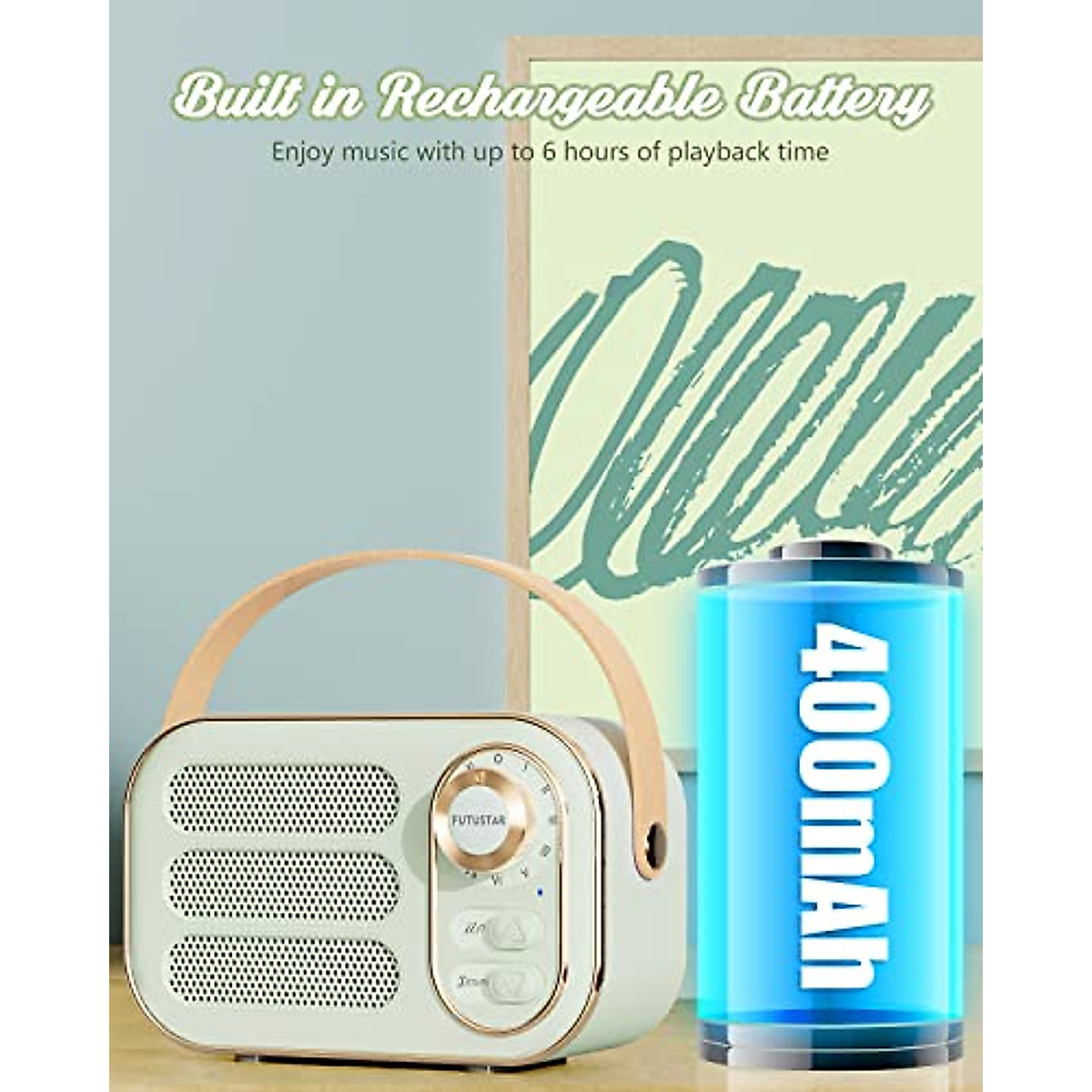 Greadio Retro Bluetooth Speaker, Vintage Speaker with Cute Old Fashion Style, Good Sound, Bluetooth 5.0, TF Card, AUX Input, USB Drive MP3 Player for Home,Outdoor,Travel,Party,Gift (Green)