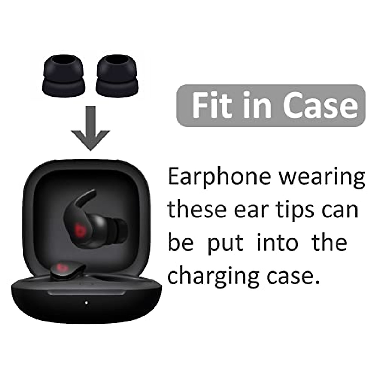 6 Pairs Double Flange Compatible with Beats Fit Pro Ear Tips Buds, S/M/L 3 Size Replacement Noise Reduce Silicone Wing Eartips Earbuds Earplug Fit in Case for Beat Fit Pro - Black