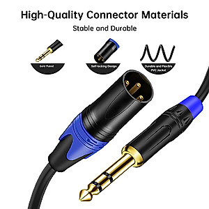 Seefeful 1/4 TRS to Dual Male XLR Cable, 1/4 Inch (6.35mm) TRS to XLR Dual Male Y-Splitter Breakout Lead Microphone Cord - 11.8 Inches