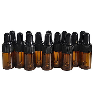 AGENIZ 50PCS Amber Mini Dropper Bottle 3ML Essential Oil Dropper Sample Bottle Glass Bottle with Dropper, Suitable for Essential Oil, Cosmetics, Travel Perfume