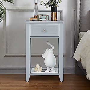 Giantex Modern X-Design Nightstand Set of 2, Bedside Table w/Drawer & Storage Shelf, Versatile Sofa Table End Table for Bedroom Hallway (2, Grey)