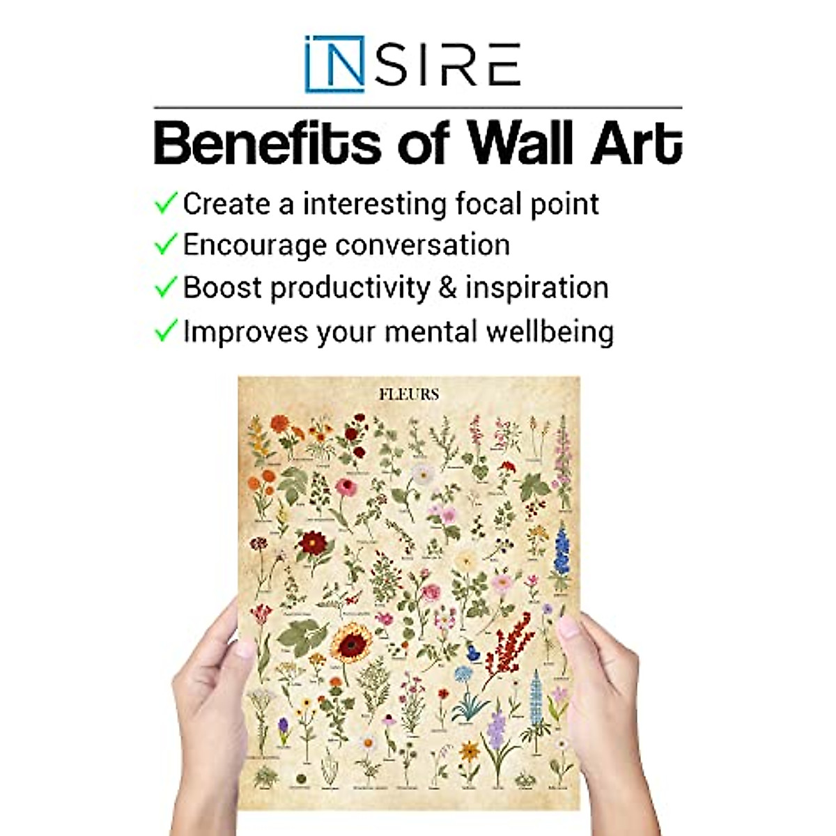 Botanical Wall Art Flower Poster - Set of 1 (11x14") Vintage Posters Wildflower Poster Botanical Poster, Vintage Wall Art Herb Poster Vintage Floral Prints For Wall Decor Flowers Wall Art - Unframed