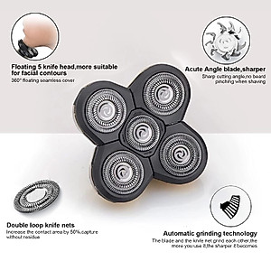 LinMei Electric Shaver 5D Rotary Razor with Pop-up Trimmer LED Display Mens Bald Head Shavers Electric Cordless Rechargeable Mens Shavers Electric Wet and Dry IPX7 Waterproof (Silver)